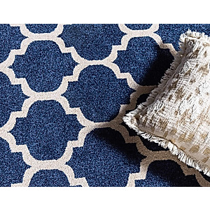 Unique Loom Trellis Collection Area Rug - Philadelphia (8' x 11' Rectangle Dark Blue/Navy Blue)