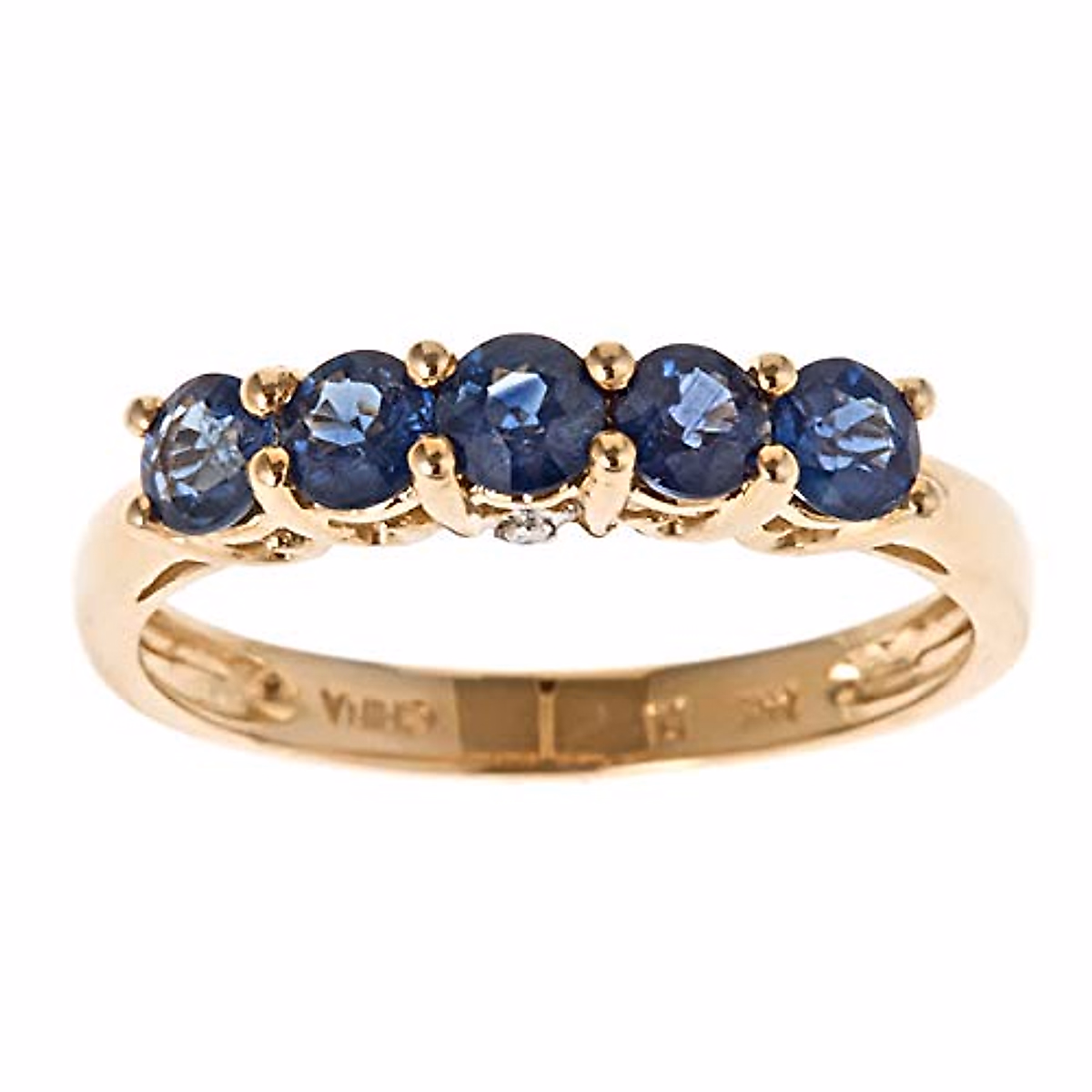 Gin & Grace 14K Yellow Gold Genuine Blue Sapphire Ring for women | Ethically, authentically & organically sourced (Round-Cut) shaped Sapphire hand-crafted jewelry for her | Sapphire Ring for women