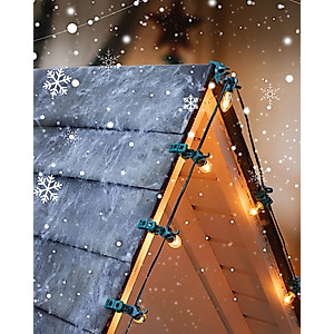 Minetom C7 C9 Christmas Light Clips Outdoor, 100 Count Universal Quick Christmas Light Spring Clips for Outside Roof Gutter Shingle Fence E12 E17 Base