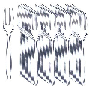 Liacere 360 Pieces Clear Plastic Forks - Heavyweight Disposable Forks - 6.7inch Heavy Duty Clear Cutlery - Plastic Utensils - Perfect for Parties and Restaurants