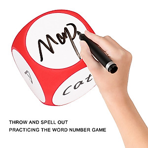 Alomejor Dry Erase Dice Cubic, Portable Cleanable Write On Wipe Off Dice for Kids Teaching (Red)