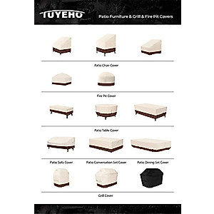 Tuyeho Patio Square Fire Pit Cover 36 x 36 x 22 inch, 600D Heavy Duty Outdoor Fire Table Cover, Waterproof & Weather Resistant for Your Fire Bowl (Beige & Brown)