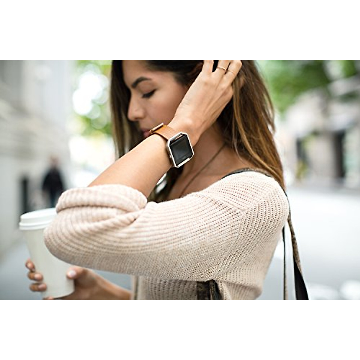 Fitbit Blaze Accessory Band, Leather, Camel, Large