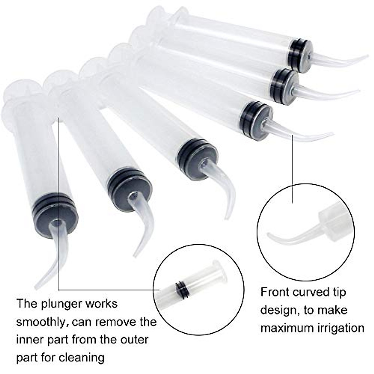 DEPEPE Dental Syringe 8pcs 12cc Disposable Curved Syringe Irrigation Syringe with Curved Tip for Oral Dental Care, Tonsil Stones Removing, Lab, Feeding Small Pet, Glue (No Measurement,8)