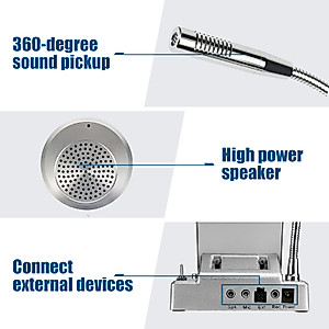 Retekess TW102 Window Intercom,Window Speakers, 8M Cable with Loud Outer Speaker, Connect Wireless Mic,Intercom System for Hotel,School,Medical Center