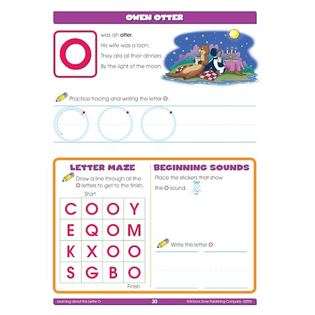 School Zone - Alphabet Stickers Workbook - 64 Pages, Ages 3 to 6, Preschool to Kindergarten, 267 Stickers, ABCs, Printing Letters, Phonics, and More (School Zone Stuck on Learning® Book Series)