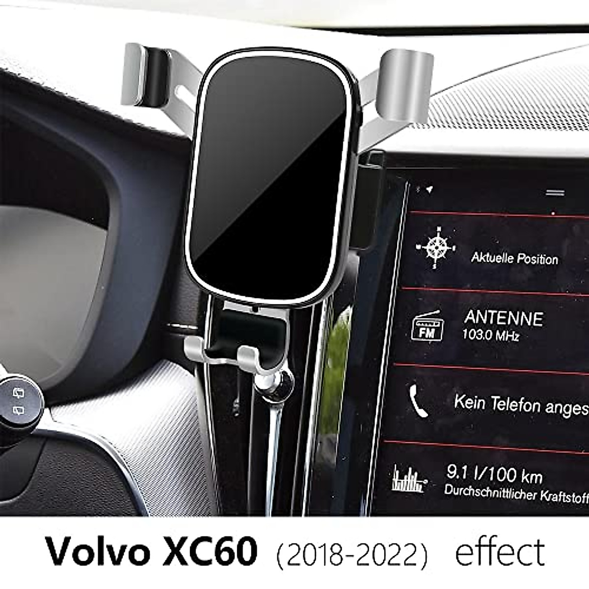 musttrue LUNQIN Car Phone Holder for 2018-2023 Volvo XC60 [Big Phones with Case Friendly] Auto Accessories Navigation Bracket Interior Decoration Mobile Cell Mirror Phone Mount