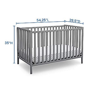 Delta Children Heartland 4-in-1 Convertible Crib, Grey + Delta Children Twinkle Galaxy Dual Sided Recycled Fiber Core Crib and Toddler Mattress (Bundle)
