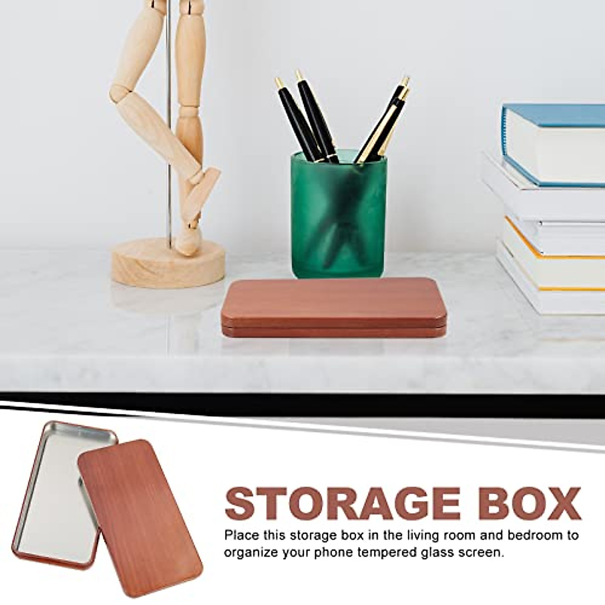 Cabilock Desktop Stand Desktop Stand Glass Containers 4pcs Metal Portable Storage Box Empty Tins with Lid Screen Protector Organizer Desktop Stand Glass Containers Glass Containers