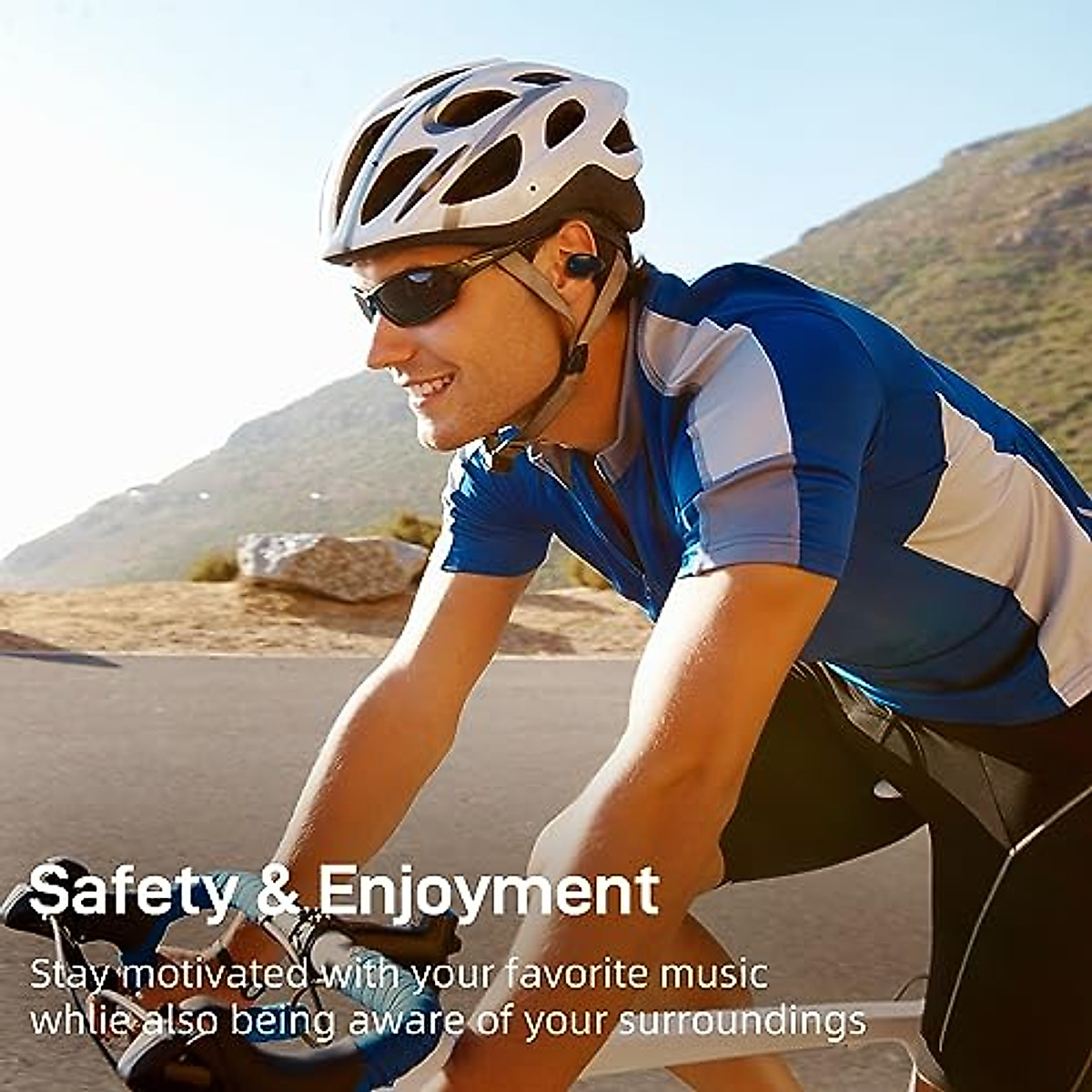 Open Ear Headphones Bluetooth Air Conduction Earphones, 48 Hours Playback with Charging Case, Ear Clips Buds Bluetooth Wreless Earbuds, Open Ear Earbuds for Workout Cycling Running Gym (Black)