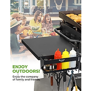 yamagahome Griddle Caddy, Grill Caddy for 28"/36" Blackstone Griddles, BBQ Caddy for Outdoor Grill Storage Organizer with Paper Towel Holder, Tool Holder & 8 J-Hooks, No Drilling, Space Saving