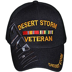 Desert Storm Veteran Baseball Cap Black Military Hat Army Air Force Marine for Vet Men Women