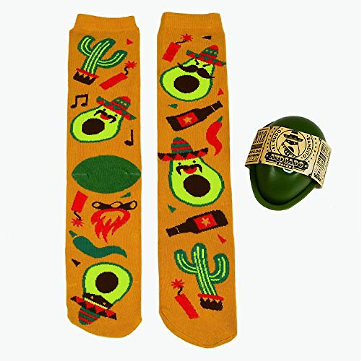 Clover Company Fun Novelty Sock - Avocado Saver - Gift for Teenage Girls, Boys, Men, Women - Birthday, Stocking Stuffer, Secret Santa, Cute Cool Fun Weird Stuff, Yellow, One Size