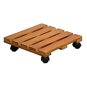 Innova Hearth and Home 26607 Square Wooden Plant Caddy, 10", Nature Wood