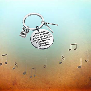 FEELMEM Drummer Gift Behind You All Your Memories Keychain Drum Kit Gifts Musician Jewelry Music Student Graduation Gift Percussion Jewelry (Drummer-ky)