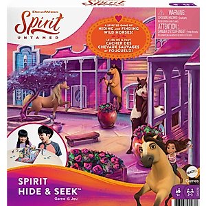 Mattel Games Spirit Hide & Seek Kids Game, Hide-and-Seek Board Game with Mini Horses & Buildings for 2, 3, 4 or 5 Players Ages 5 Years Old & Up