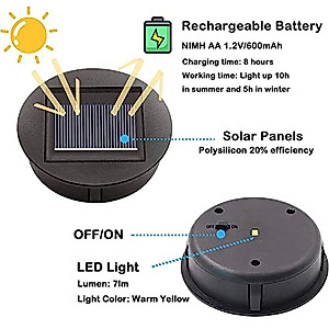 Solar Light Replacement Part 2 Pack /4 Pack Solar Panel Lantern Lid Lights, Lantern Light Replacement, Outdoor Solar Replacement Parts for Outdoor Hanging Solar Lanterns Garden Patio Decor(6pcs)