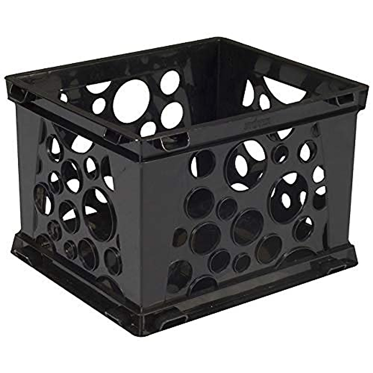Storex 1466435 Mini Stackable Storage Crate, 9" x 7-3/4" x 6.375" Size, Black