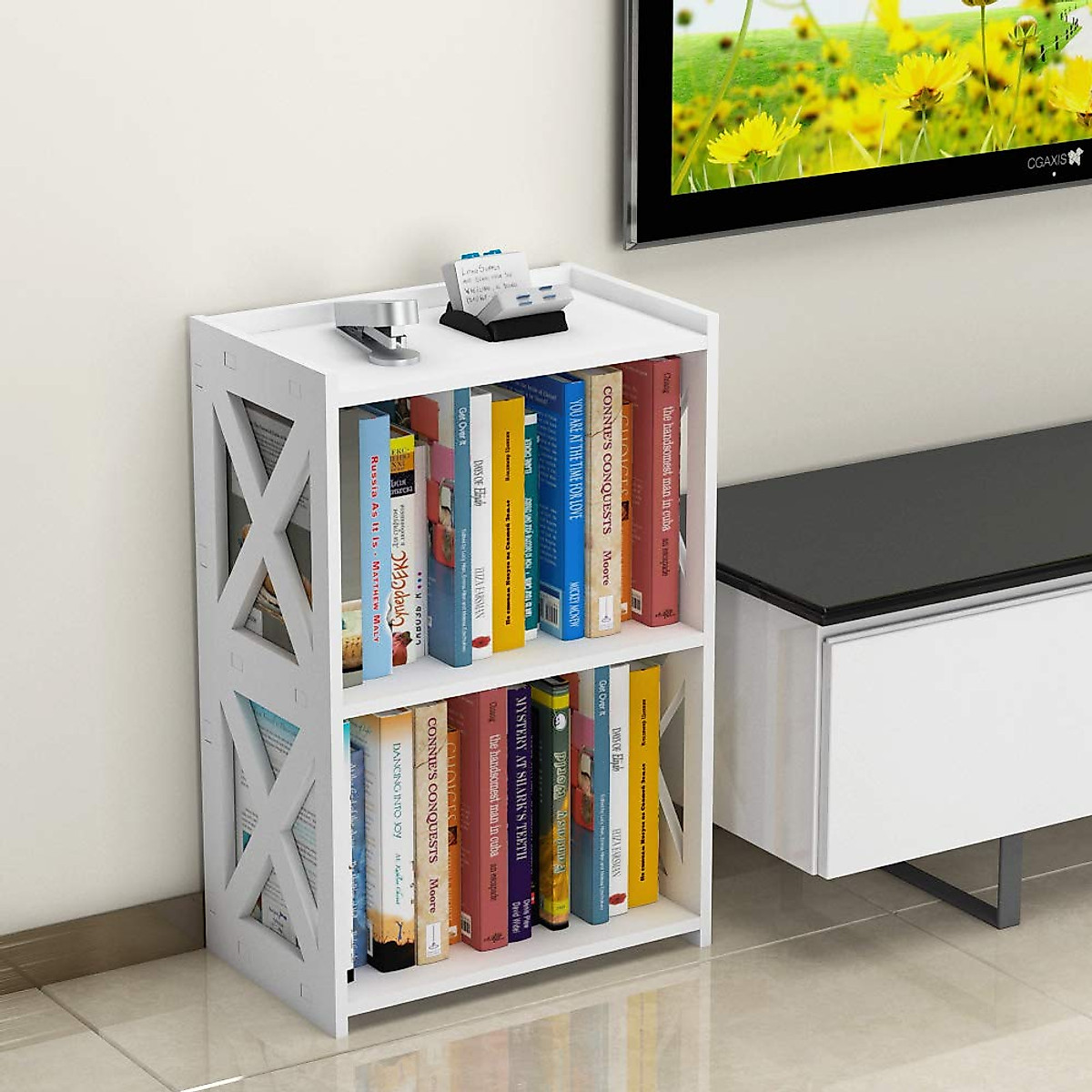 AGGICE Side Table, 3 Tier 2 Shelf Small Bookshelf Bookcase for Small Spaces, Bedside End Table Nightstand, Kids Book Storage Shelves for Bedroom Living Room Office, White