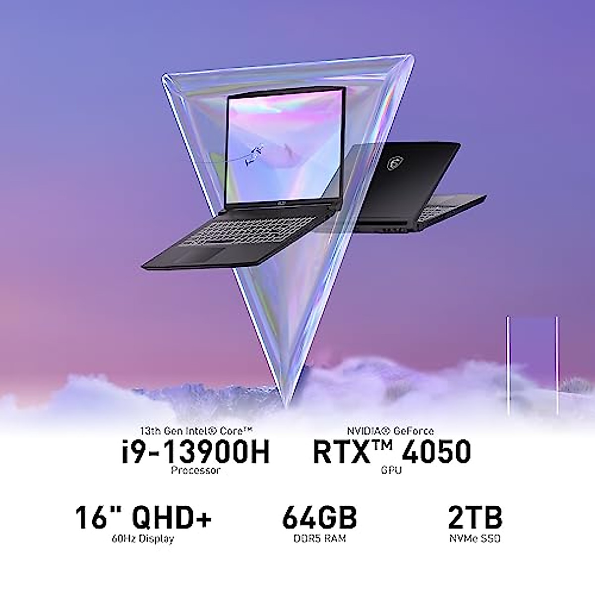 MSI Creator M16 Laptop: Intel Core i9-13900H, GeForce RTX 4050, 16" QHD+, 64GB DDR5, 2TB NVMe SSD, LayFlat, Type C, Cooler Boost 5, Win 11 Pro: Black B13VE-1250US