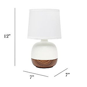 Simple Designs LT2078-DWW Petite Mid Century Table Lamp, Dark Wood and White
