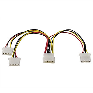 ZRM&E 2pcs 4Pin IDE PSU Power Splitter Cable D Type Large 4P Molex 1 Male to 3 Female Multiplier PC Fan Extension Cable
