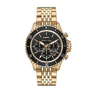 Michael Kors Men's Bayville Quartz Watch with Stainless Steel Strap, Gold, 22 (Model: MK8726)