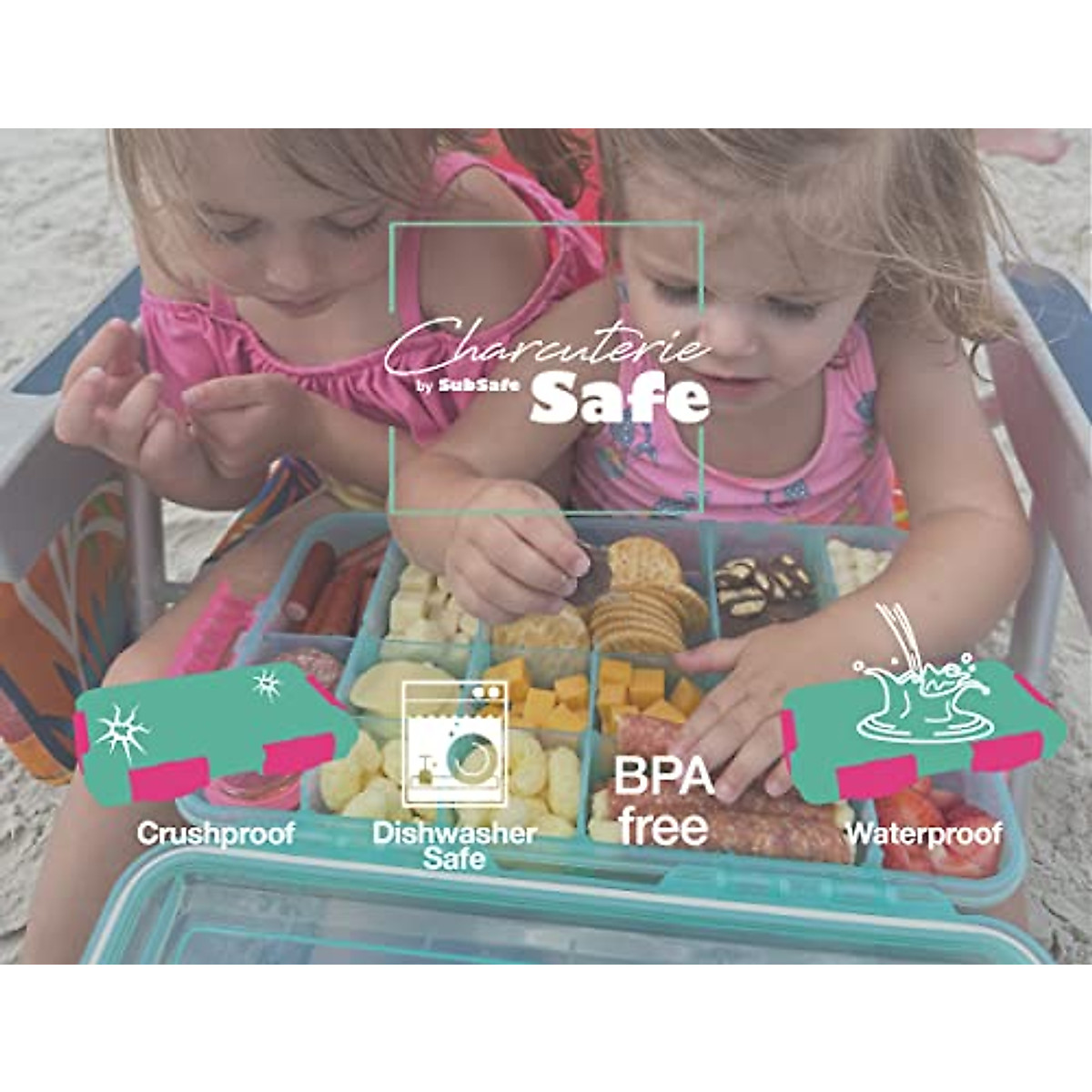 SubSafe Charcuterie Safe - Waterproof Tackle Box Container Keeps Snacks Fresh & Dry On the Go - Fill With Cured Meats, Cheese, Nuts -Perfect for the Boat, Beach, Parties, Picnics, Tailgating & More