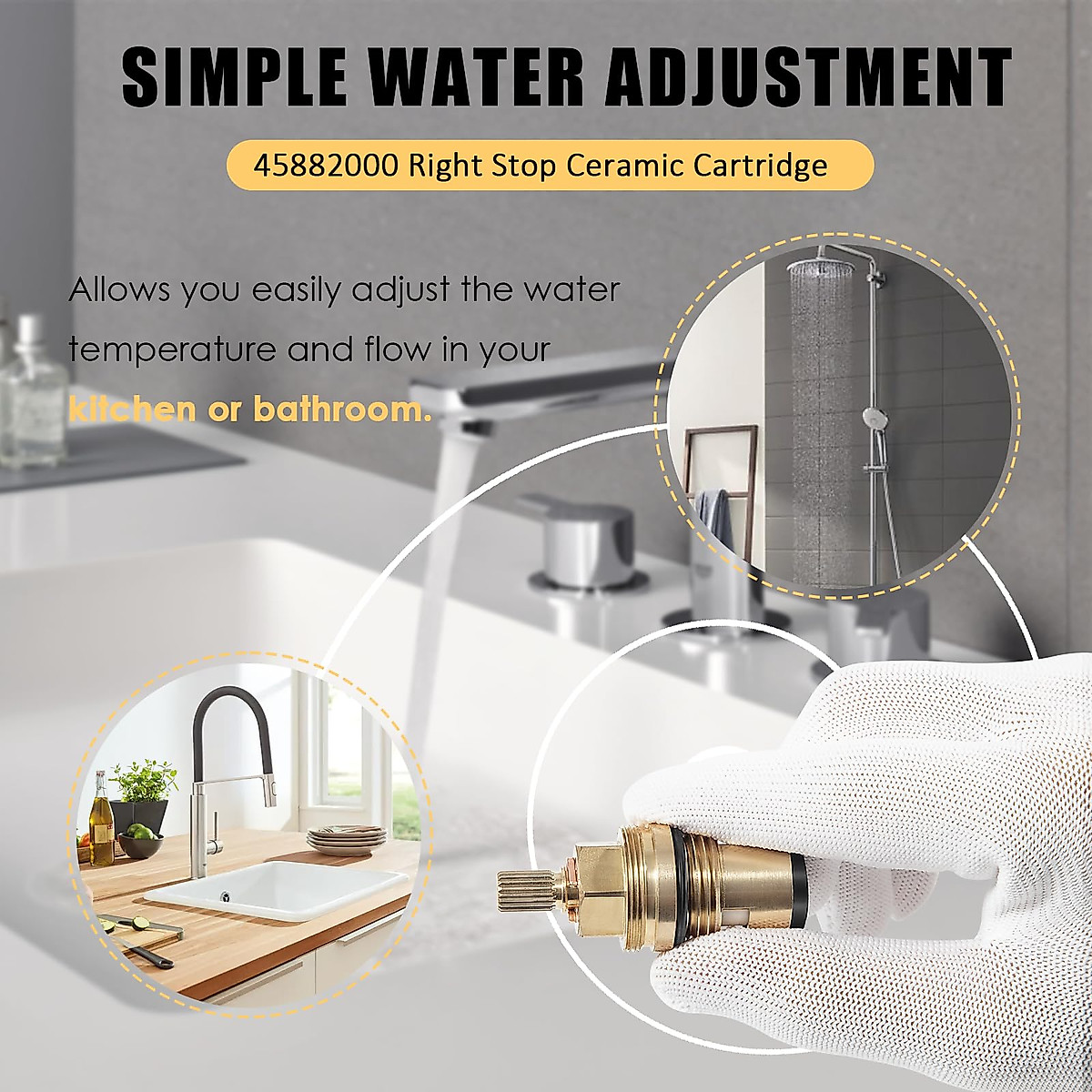 45882000 Hot Cartridge Replacement for Grohe Ceramic cartridge - 1/2" - 1/4 Turn - Anti-Clockwise Open,90 Degrees Right Hand Stop.