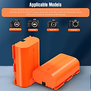 Vemico LP-E6 LP-E6N Battery Charger Set 2 x 2100mAh Replacement Batteries Dual Slots LCD Type-C Cable Charger for EOS 5D Mark IV/5D Mark III/5DS R/5D Mark II/6D/7D Mark II/7D/80D/70D/60D/60Da