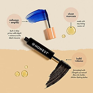 Extreme Volume Mascara + Bold Lash Primer with Castor Oil | 2 in 1 Clean Mascara + Primer | Maximum Volume + Curl | Vegan & Cruelty Free | Mascara: 0.20 fl. oz., Primer:0.07 fl.oz. .