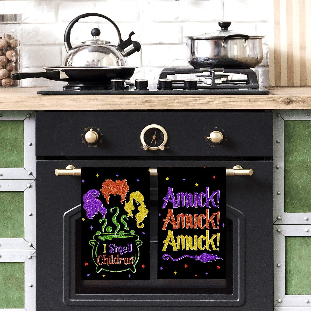 Yarcooly Halloween Kitchen Towels Hocus Pocus Dish Towels Sanderson Sisters Decor Day of The Dead Halloween Decorations for Home Party