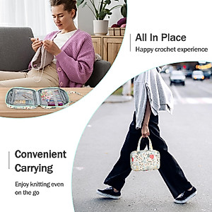 Katech Crochet Hooks Bag Portable Travel Storage Cases Organizer Empty Zipper Bags Knitting Needles Case with Knitting Needles Slots, Crochet Hooks Slots and Transparent Zipper Pockets