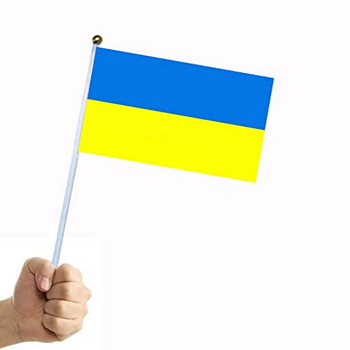 10PCS Ukraine Hand Held Flags 5.5x8.5in / 14 x21cm Ukrainian National Stick Flags Outdoor Indoor Decor Polyester Small Mini Flags Decoration for Car Party Festival Home Sports Events