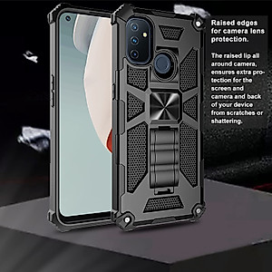 Ailiber Compatible with OnePlus Nord N100 Case with Screen Protector, for Magnetic Car Mount, Kickstand Holder, Rugged Shockproof Bumper Military Grade Armor Protective Cover 1+Nord N100-Black