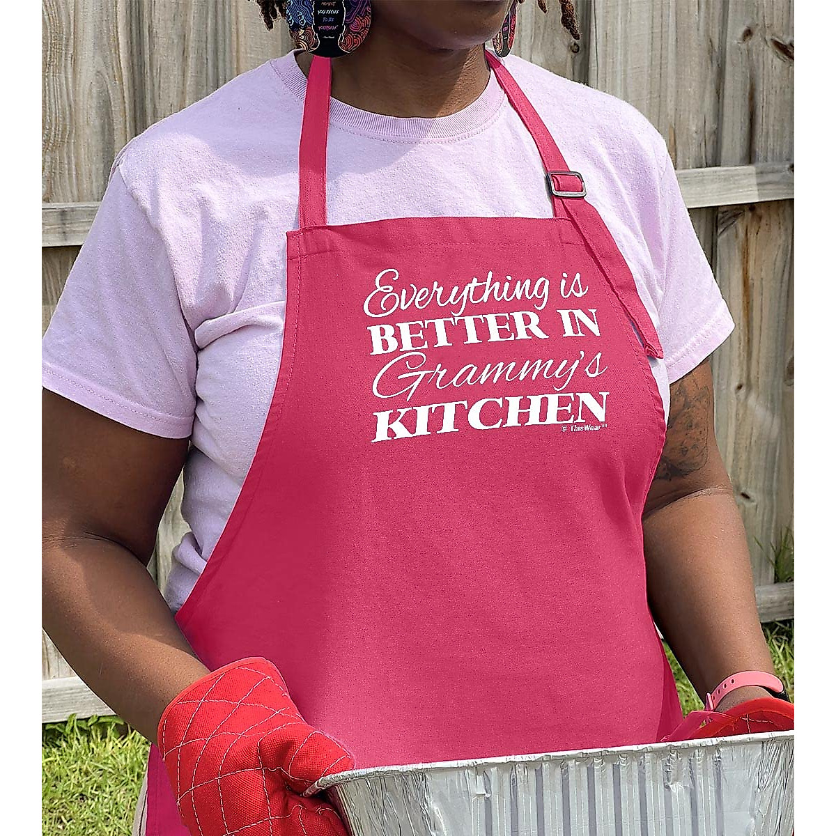 Grammy Gifts For Women Everything Is Better In Grammy's Kitchen Two Pocket Adjustable Bib Apron Heliconia