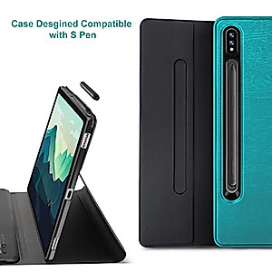 Samsung Galaxy Tab S8+/S7 FE Case with Keyboard 12.4 inch, Detachable Wireless Bluetooth Backlit Keyboard, Slim Smart Cover with S Pen Holder for Galaxy Tab S8+ 2022/S7 FE 2021/S7 Plus 2020, Green