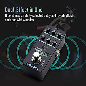 SONICAKE Delay Reverb Pedal Sonic Ambience Multi Mode Tap Tempo Delay and Reverb Guitar Bass Effects Pedal