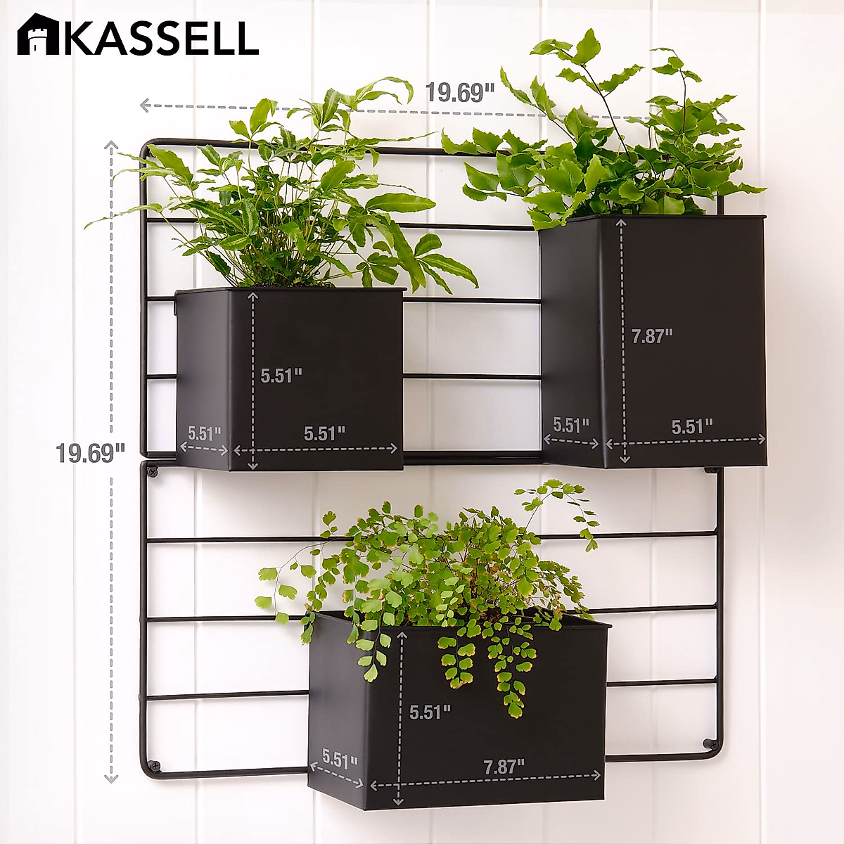 KASSELL Vertical Garden Wall Planter. Wall Mounted for Indoor Outdoor. All Metal Black Vertical Planter with No Assembly Required. Wall Planter for Indoor Plants Flowers, Herbs, Succulents and Plants
