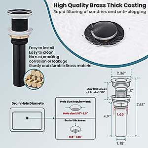 gotonovo Bathroom Vessel Sink Faucet Oil Rubbed Bronze with POP UP Drain Single Lever Handle 1 Hole Bowl Sink Mixer Tap Deck Mount Tall Spout Lavatory Vanity