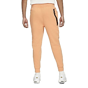 Nike Sportswear Men's Washed Tech Fleece Joggers Pants (Orange Frost/Black, Small)