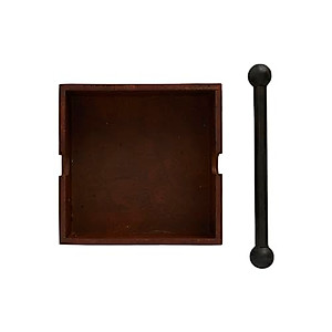 Square Wood Napkin Holder with Metal Bar