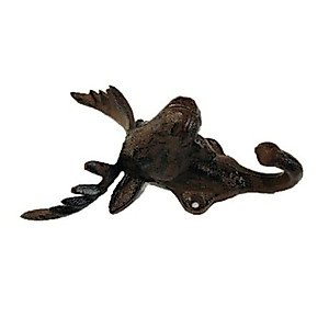 Midwest Craft House 6 Rustic Elk Moose Wall Hooks for Coats, Hats, Purses, Mud Rooms, Bars, Restoration, Cabins, Gifts, Purses, Dog Leashes, Hunters, Rustic Brown Farmhouse Color