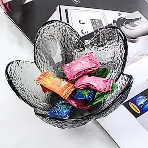 CALLARON Glass Containers Glass Japanese Bowls Flower Shaped Bowl Salad Mixing Bowl Crystal Fruit Candy Snack Bowl Decorative Appetizer Plates for Home Kitchen Tableware Terrarium