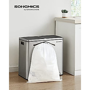 SONGMICS Small Trash Bags for 6.6 Gallon Trash Cans, Drawstring Garbage Bags, Liner Code 025A, 3 Rolls, 120 Count, White UKRB025A03