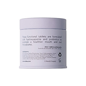 Boka Travel Size Mouthwash Tablets - Hydroxyapatite, Fluoride/Alcohol Free & Eco-Friendly - Chewable Tablet to Freshen & Kill Bad Breath Quickly, Remineralize Teeth Cleansing - 90 Pack