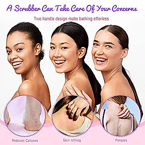 Back Scrubber for Shower Exfoliating Washcloth Back Cloth Body Extended Length Scrubber Towel Nylon Exfoliating Stretchable Pull Strap Wash Cloth for Bath Body Scrub Washcloth 2 Pack (Pink,Purple)