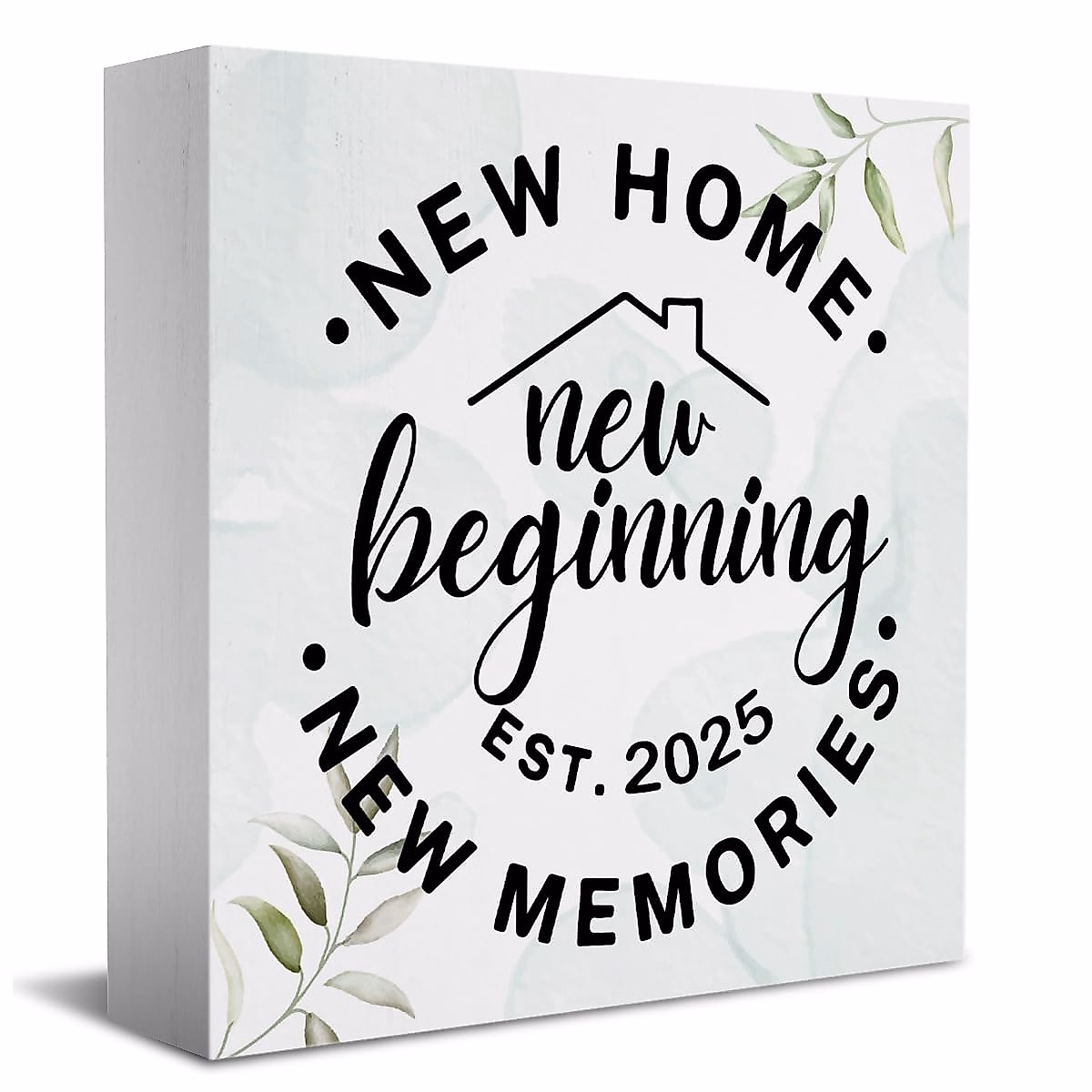 HTBIG House warming Gifts New home, Best Housewarming gifts 2025, Home sweet Home sign, Funny New Home New Memories Ideas Wooden Box Sign Home Living Room Shelf Desk Decoration Gifts 5x5 IN White