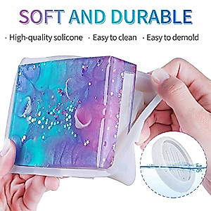 NiArt 2-Pack Faceted Oval & Rectangle Soap Dish Epoxy Resin Silicone Mold+Star Sequins Kit, Ring Dish Jewelry Tray Ashtray Candle Holder Storage Box DIY Casting Art Craft Agate Home Decoration Gift