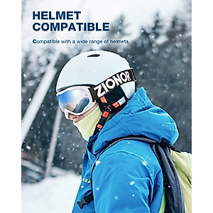 ZIONOR Lagopus Ski Snowboard Goggles UV Protection Anti fog Snow Goggles for Men Women Adult Youth VLT 8.6% White Frame Silver Lens